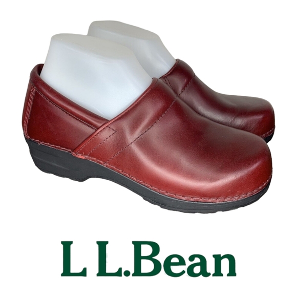 L.L. Bean | Shoes | Ll Bean Womens Red Leather Clogs Slip On Nursing ...
